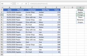Creating a Unique List in Excel
